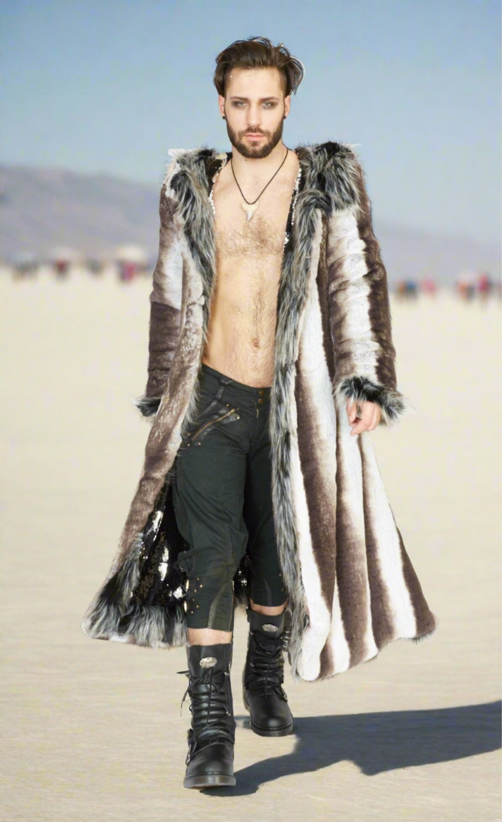 Silver Dragon Fur Coat - Luxurious Reversible Faux Fur and Sequin ...