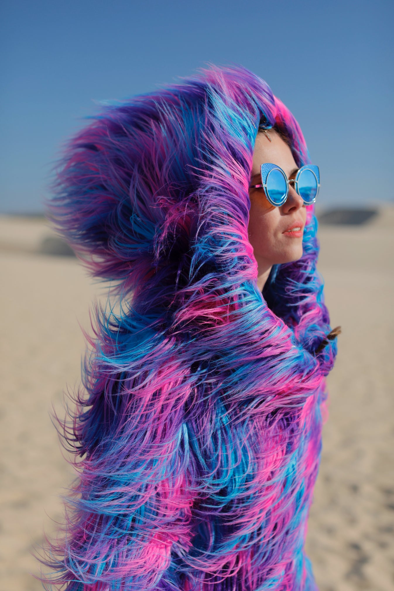 Electric Daisy Coat - Neon Faux Fur Coat for Festivals | Burning Man ...