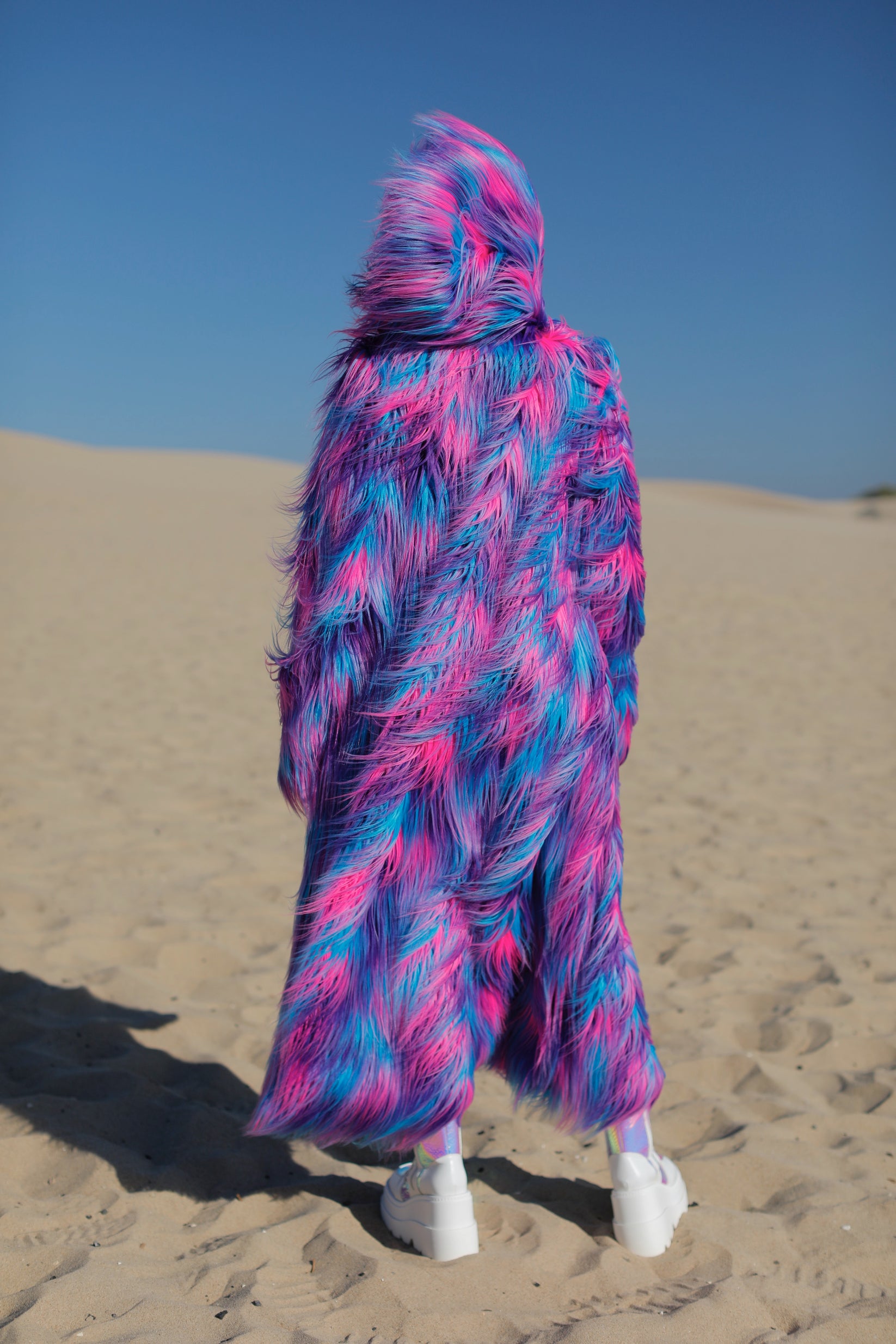 Electric Daisy Coat - Neon Faux Fur Coat for Festivals | Burning Man ...